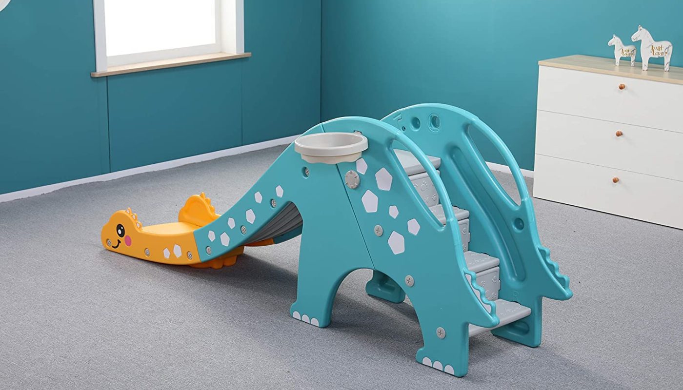 Giraffe Kids Slide (Brachiosaurus Slide, Blue+Yellow) - Toys 4 You