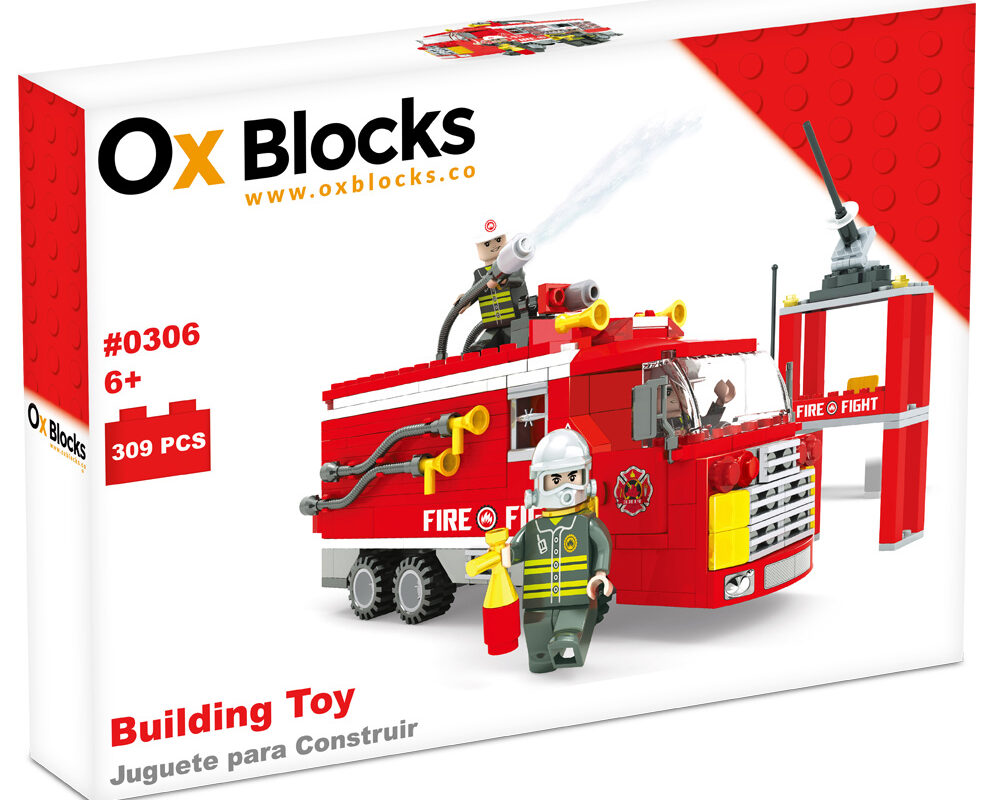 Ox Blocks - Fire Engine with Hose 207pcs - Toys 4 You