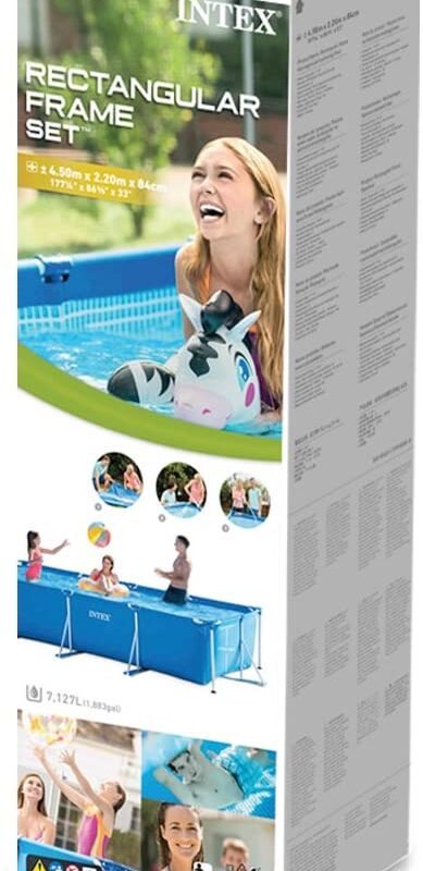 Intex 4.5m X 2.2m X 0.84m Rectangular Frame Above Ground Family Use ...