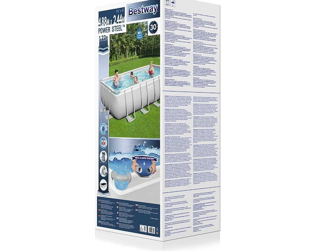 Bestway Pool Rectangular Power Steel - 4.88M X 2.44M-56671-ATL - Toys 4 You