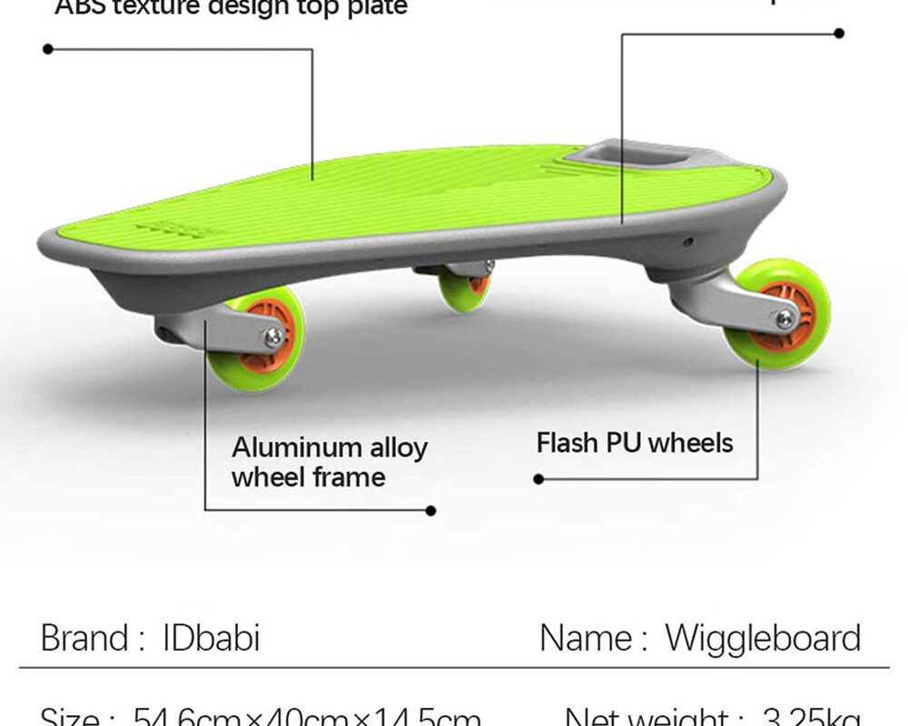 Idbabi Wiggleboard Skateboard w/ Led Wheels - GM-T1101-Green - Toys 4 You