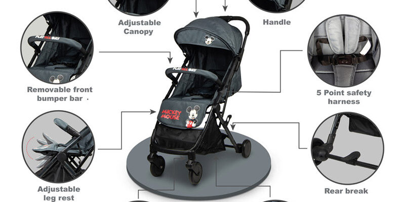 Disney - Mickey Mouse Travel Stroller - S101-Black - Toys 4 You