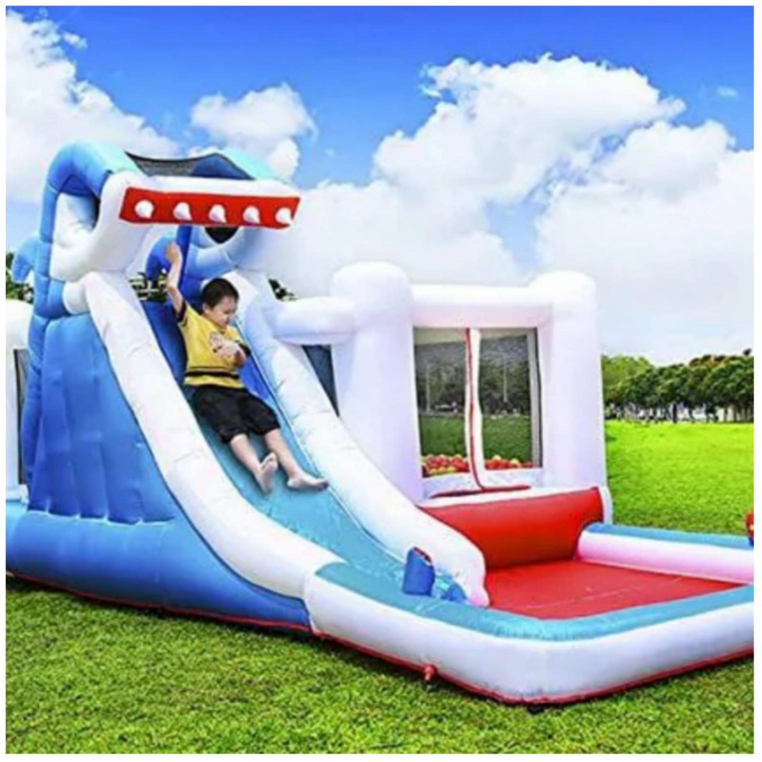 Bouncy Castles Shark Slide Castle Outdoor Trampoline - Toys 4 You