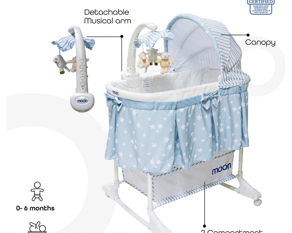 MOON - Soffy 4-in-1 Convertible Cradle 0-6M - MNBGCBL01-Blue - Toys 4 You