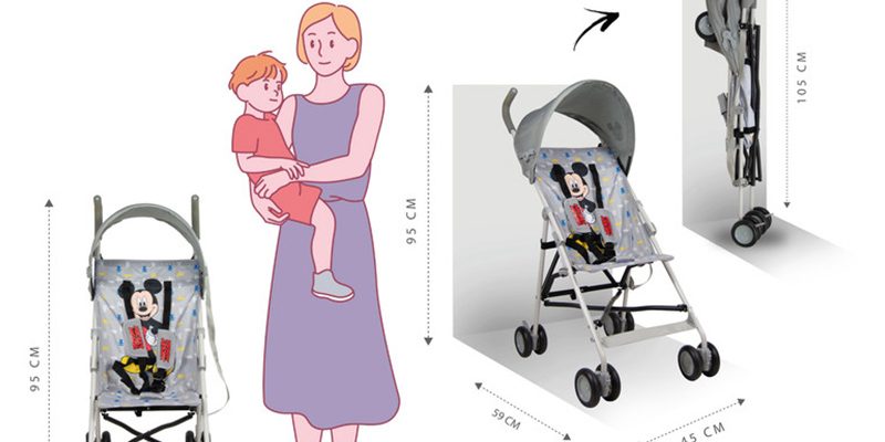 Disney - Mickey Mouse Lightweight Buggy Stroller - Grey - B801FT-C ...