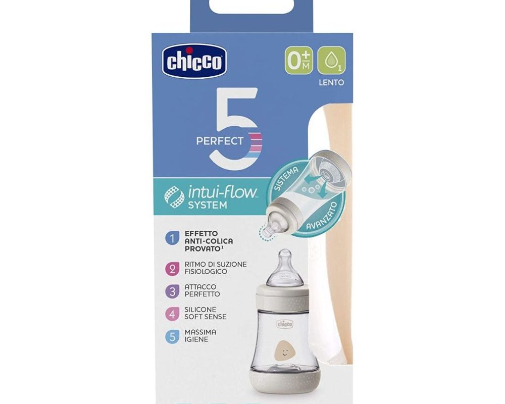 Chicco - Perfect 5 Feeding Bottle 150ml Slow Flow 0m+ Silicone - CH20211-20 - Toys 4 You