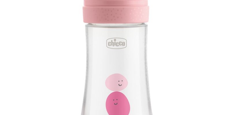 Chicco - Perfect 5 Baby Feeding Bottle 240ml Medium Flow 2m+ Silicone, Pink - Toys 4 You