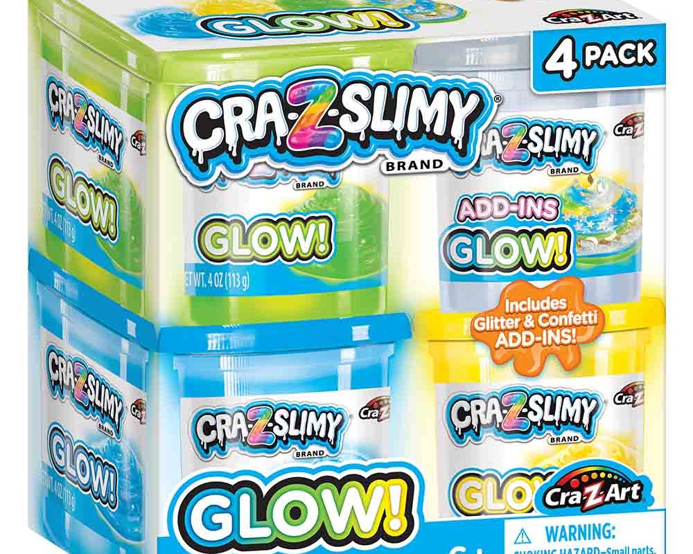 Cra-Z-Art - Cra-Z-Slimy Glow w/ Glitter & Confetti - Pack of 4 - Toys 4 You