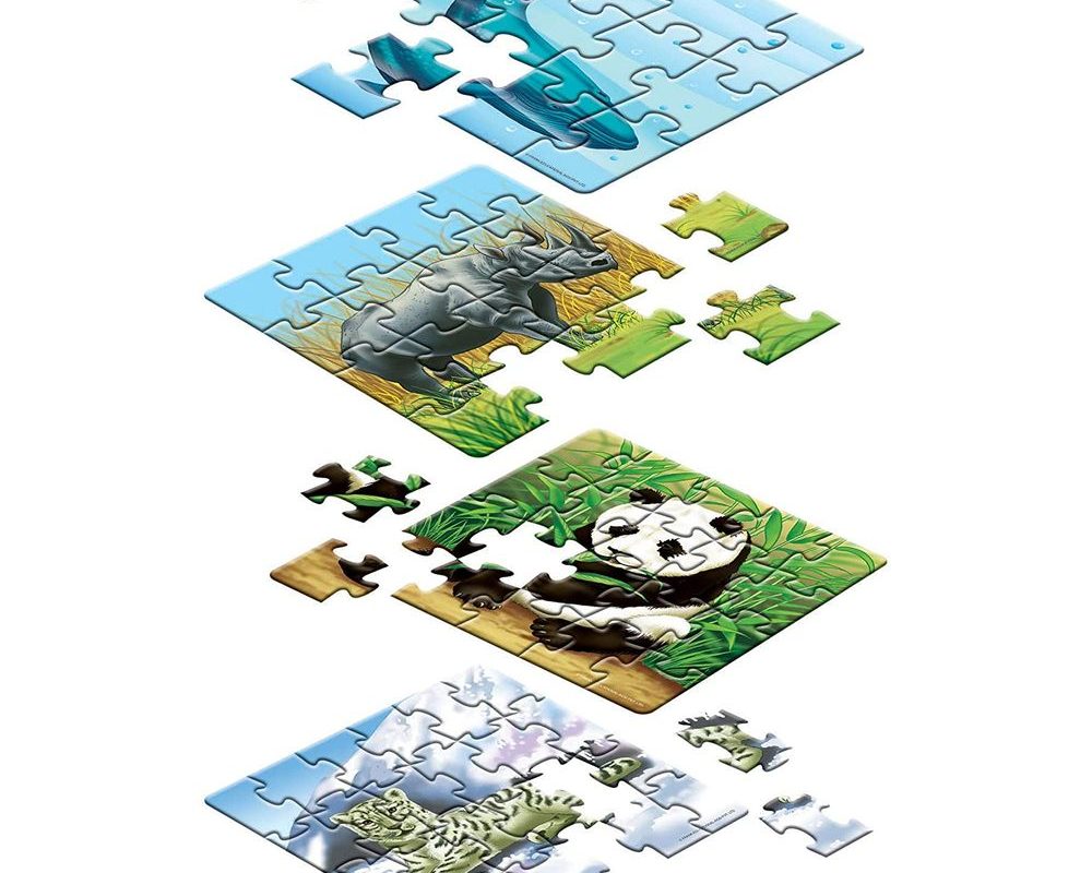 Frank - Endangered Animals Pack of 4 Puzzles - 72pcs - Toys 4 You