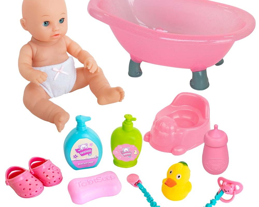 Baby Amoura - Hayati Bathing Doll w/ Accessories 14-inch - Toys 4 You
