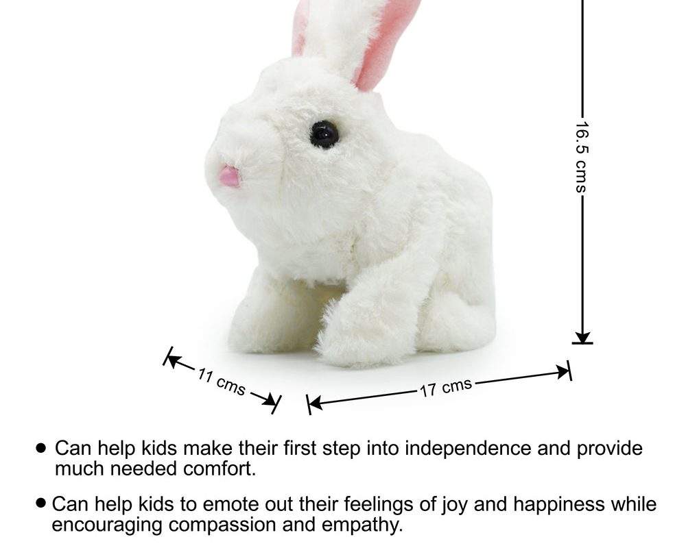 PUGS AT PLAY - Hopper Jumping Rabbit Plush Toy - White - Toys 4 You
